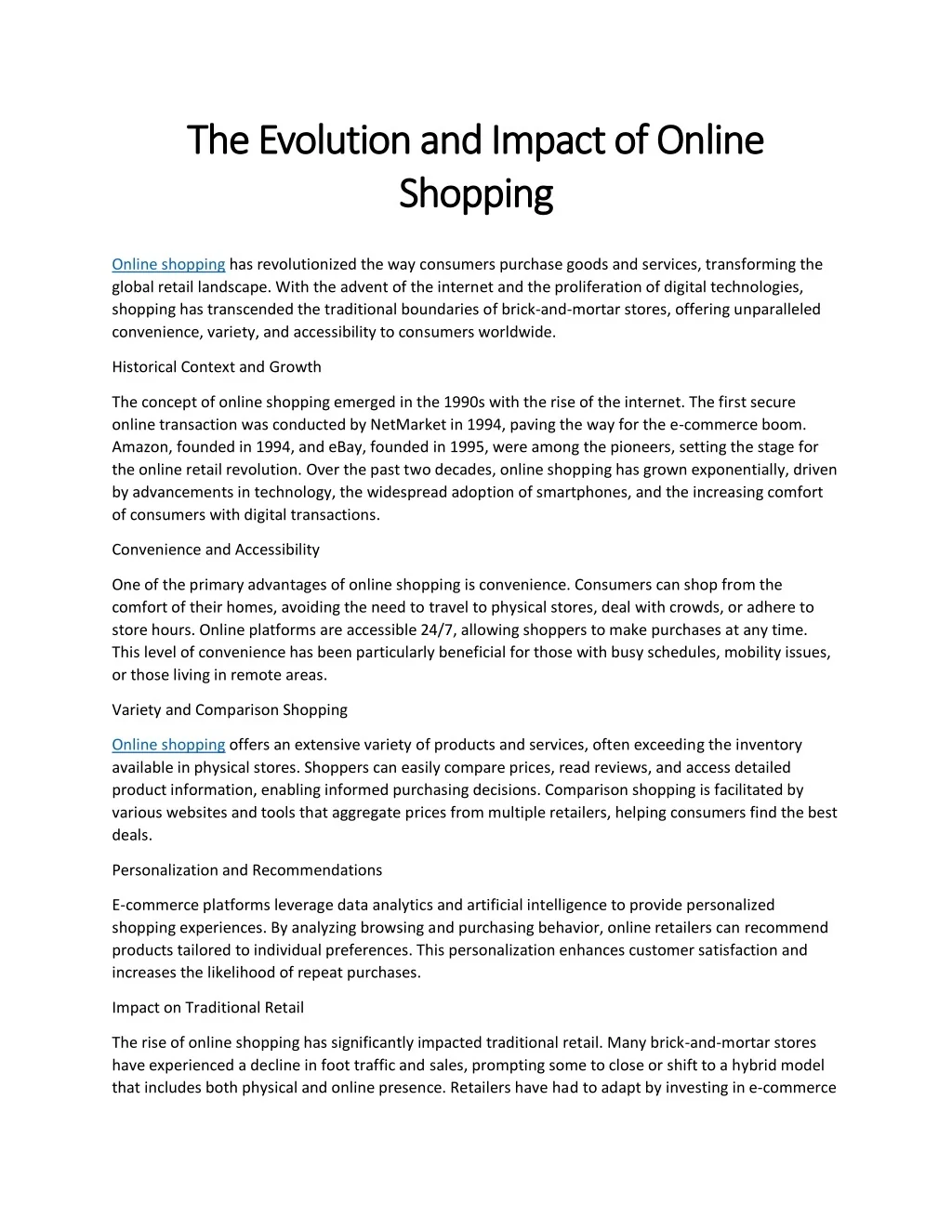 PPT - The Evolution and Impact of Online Shopping PowerPoint ...