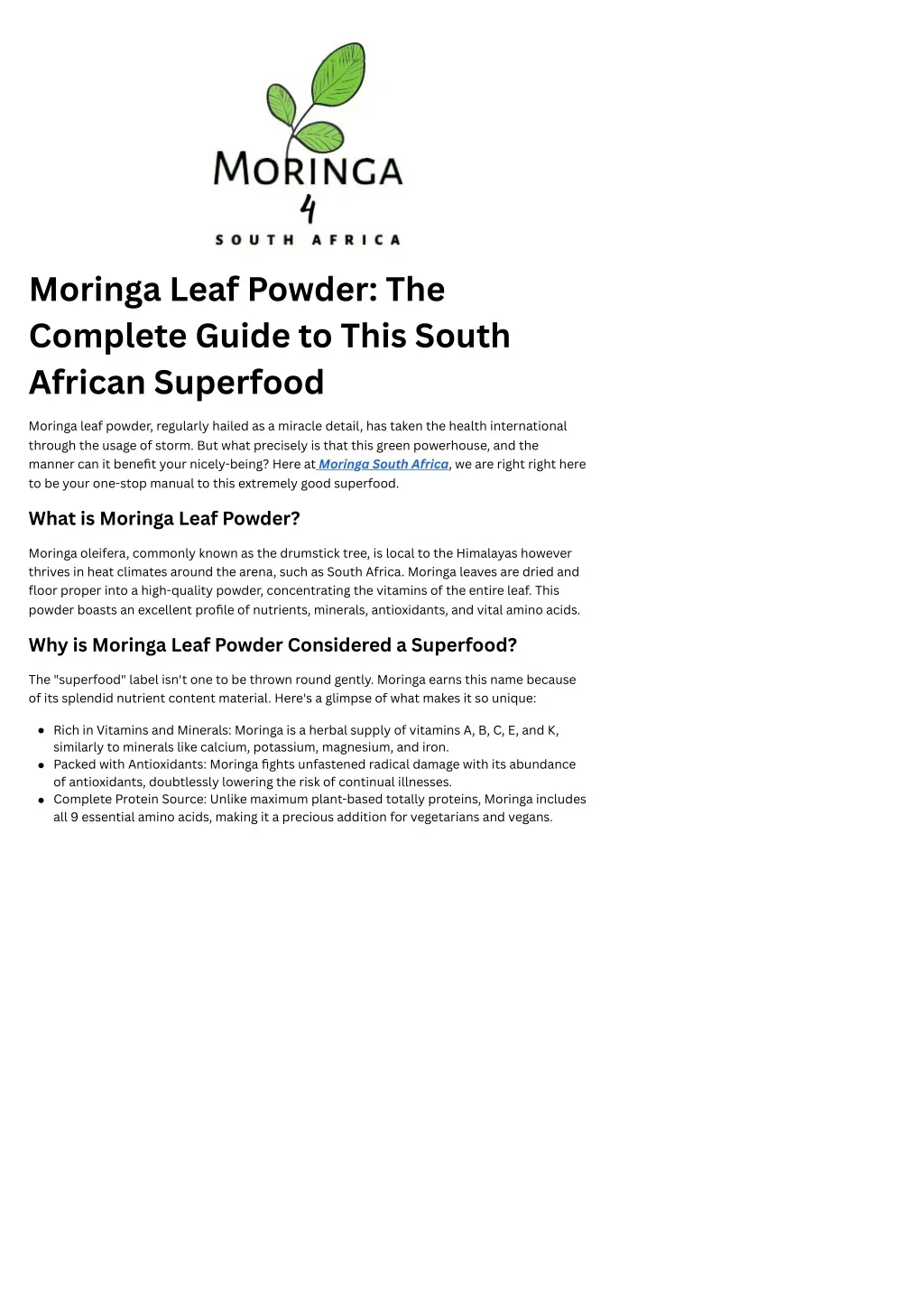 PPT - Moringa Leaf Powder PowerPoint Presentation, free download - ID ...