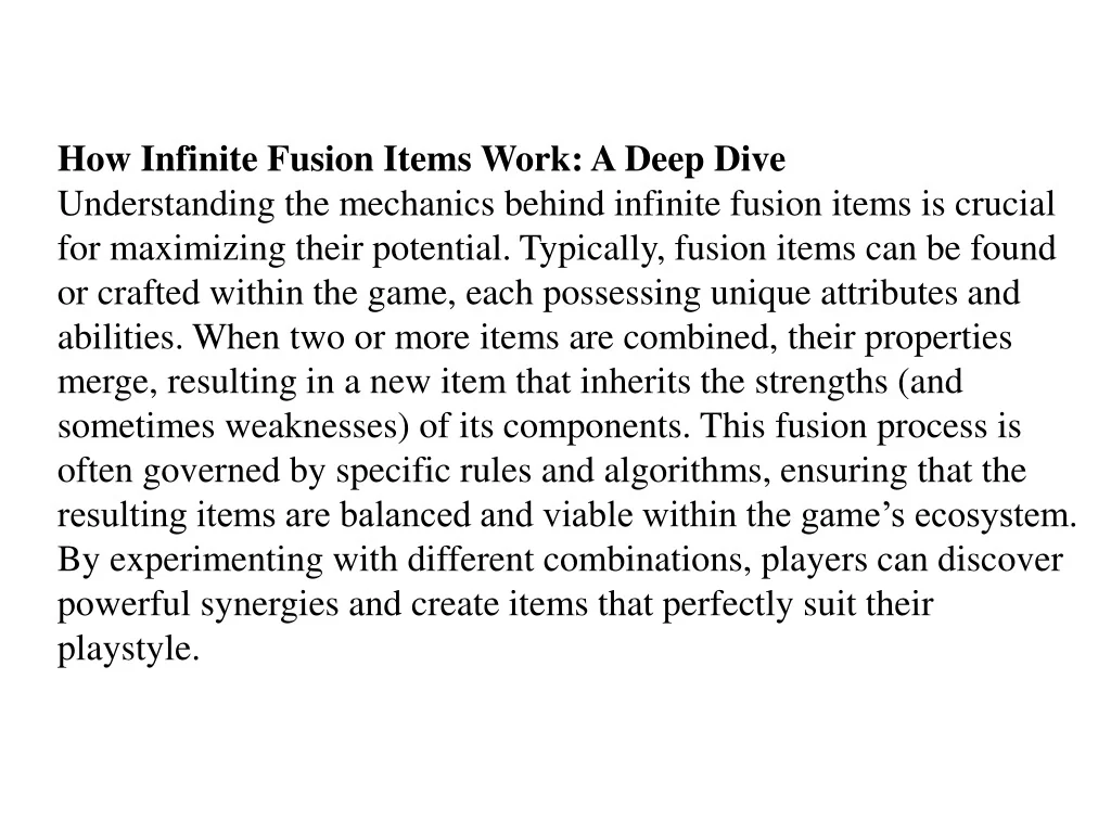 PPT - Revolutionize Your Gameplay with Infinite Fusion Items PowerPoint ...