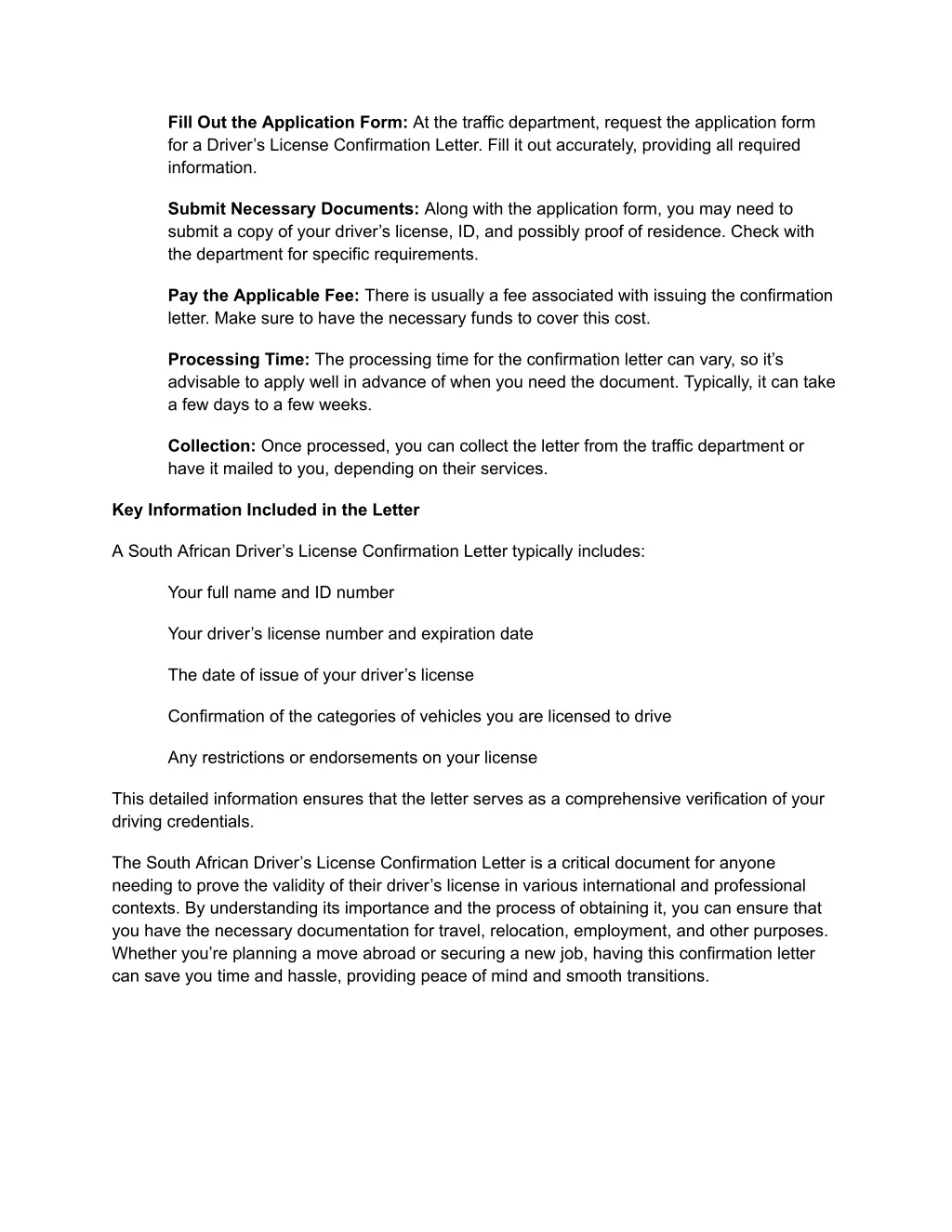 PPT - South African Drivers license confirmation letter PowerPoint ...