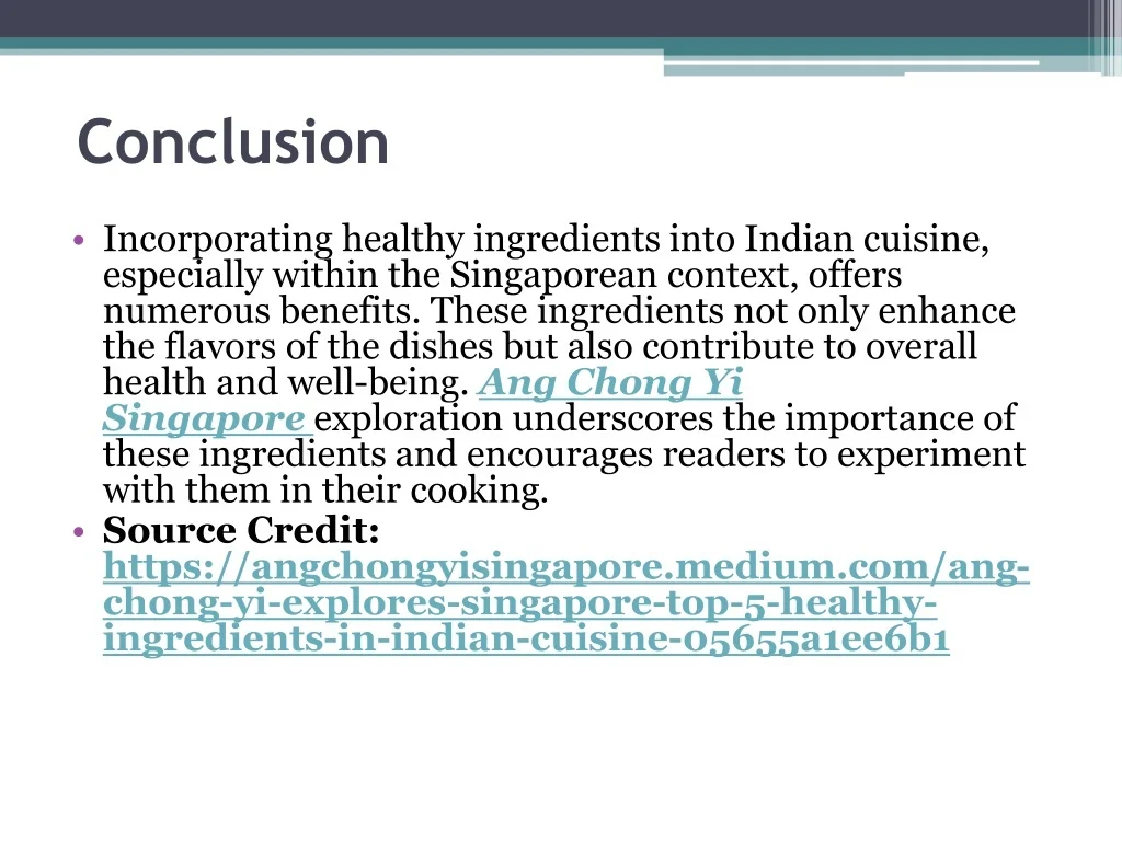 PPT - Ang Chong Yi Explores Singapore Top 5 Healthy Ingredients in ...