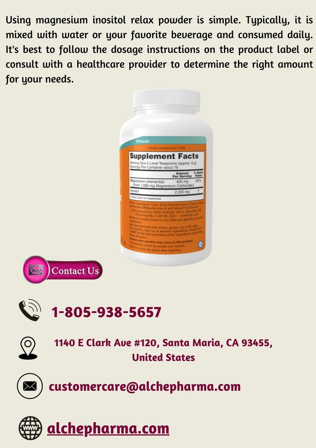 PPT - Benefits of Magnesium Inositol Relax Powder- AlchePharma ...