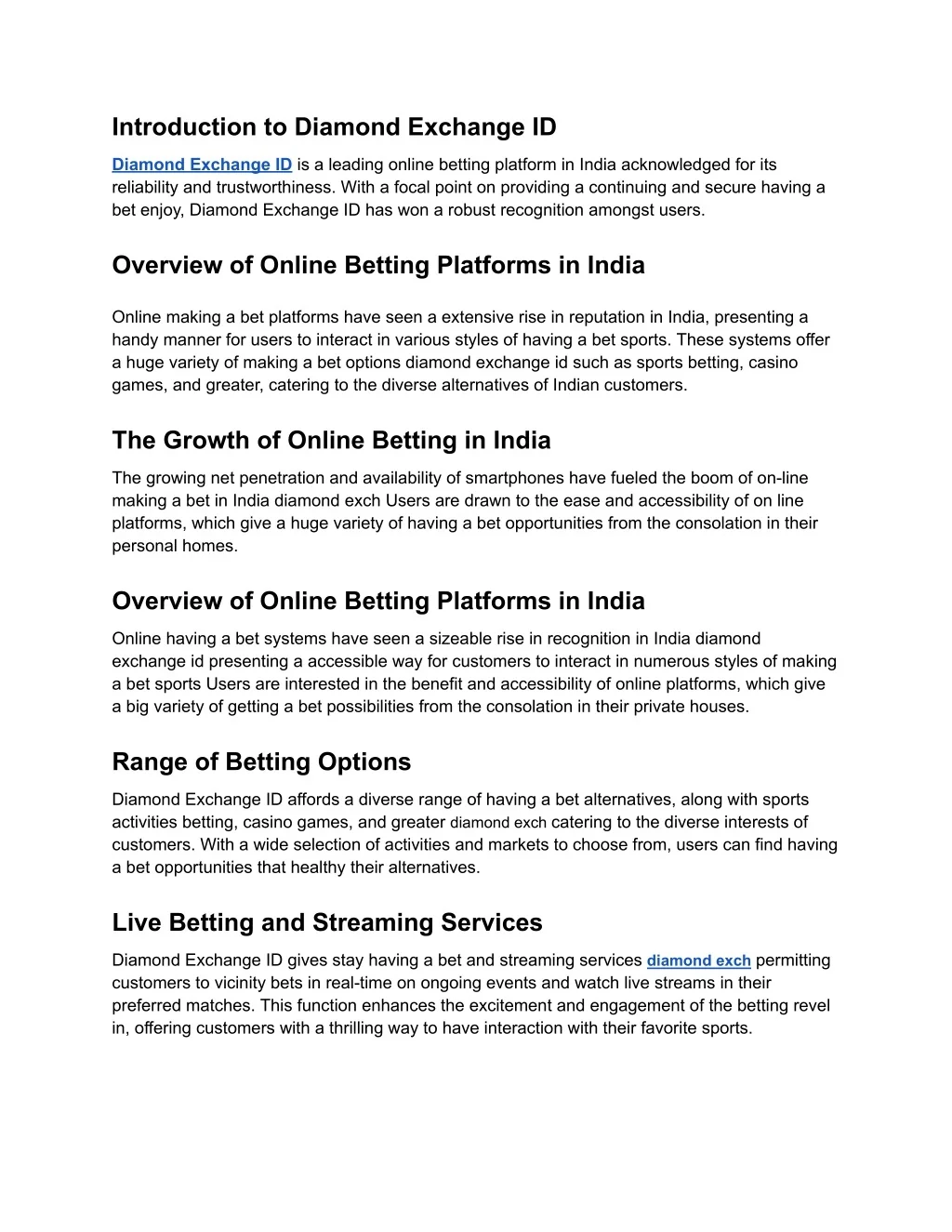PPT - diamond exchange id _ most trusted Online Betting Platform in ...