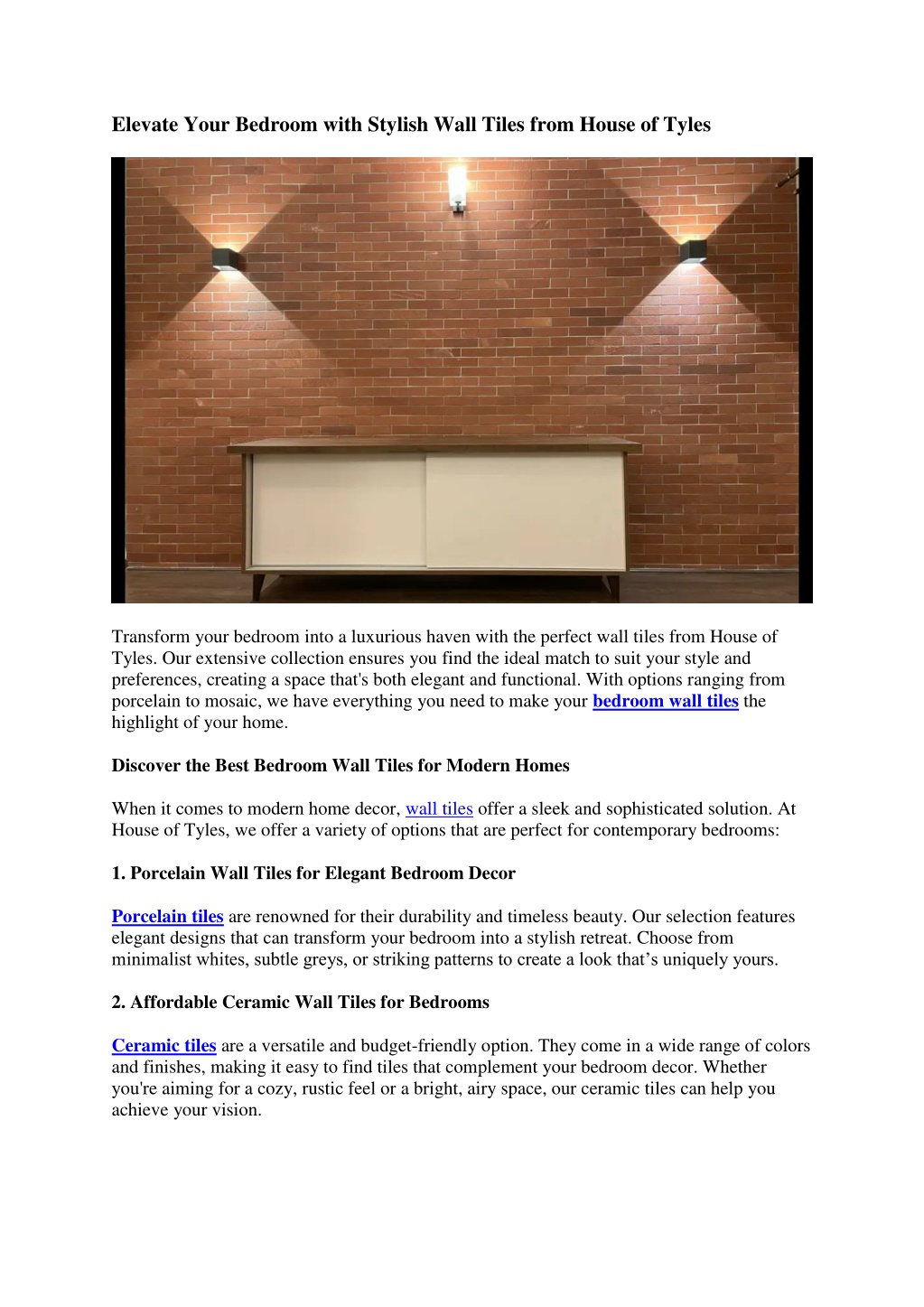 PPT - Elevate Your Bedroom with Stylish Wall Tiles from House of Tyles ... PPT - Elevate Your Bedroom with Stylish Wall Tiles from House of Tyles ...