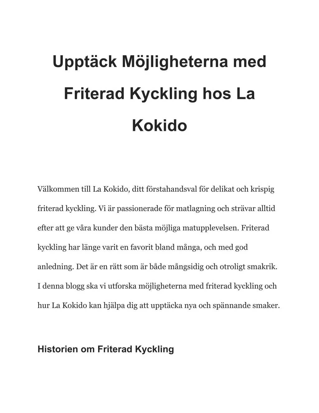 PPT - Upptäck Möjligheterna med Friterad Kyckling hos La Kokido ...