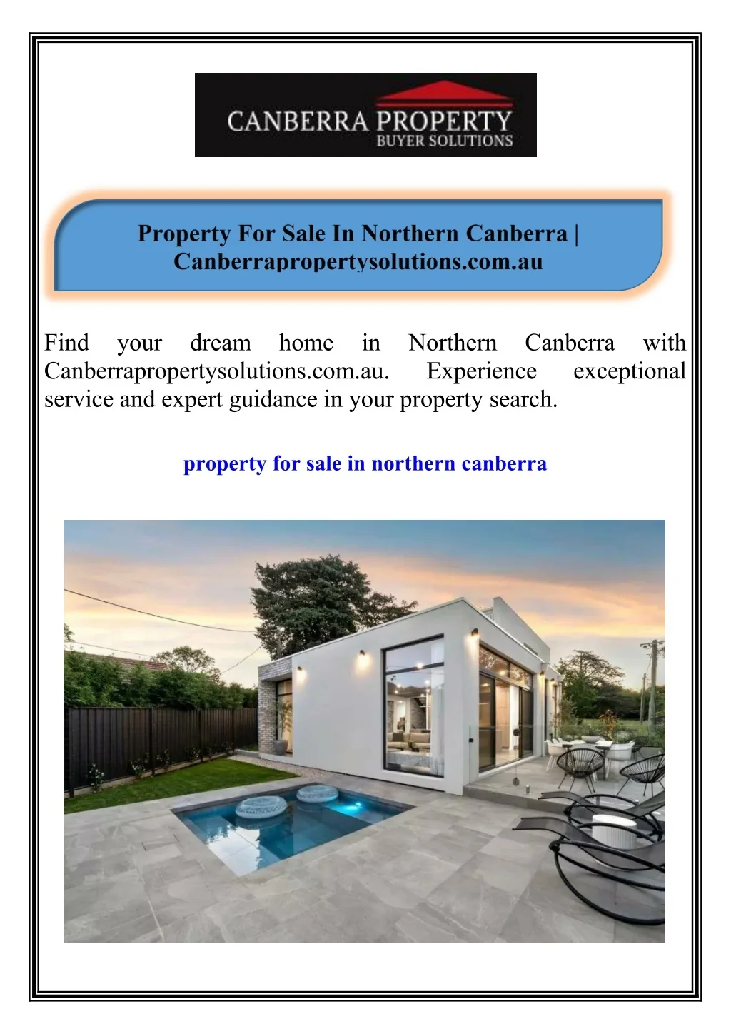 PPT - Property For Sale In Northern Canberra Canberrapropertysolutions ...