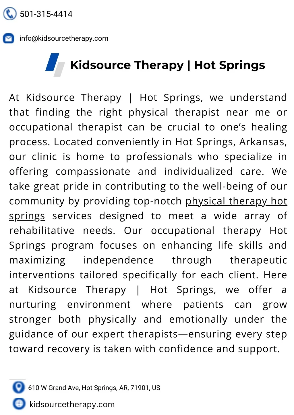 PPT - Kidsource Therapy | Hot Springs PowerPoint Presentation, free ...