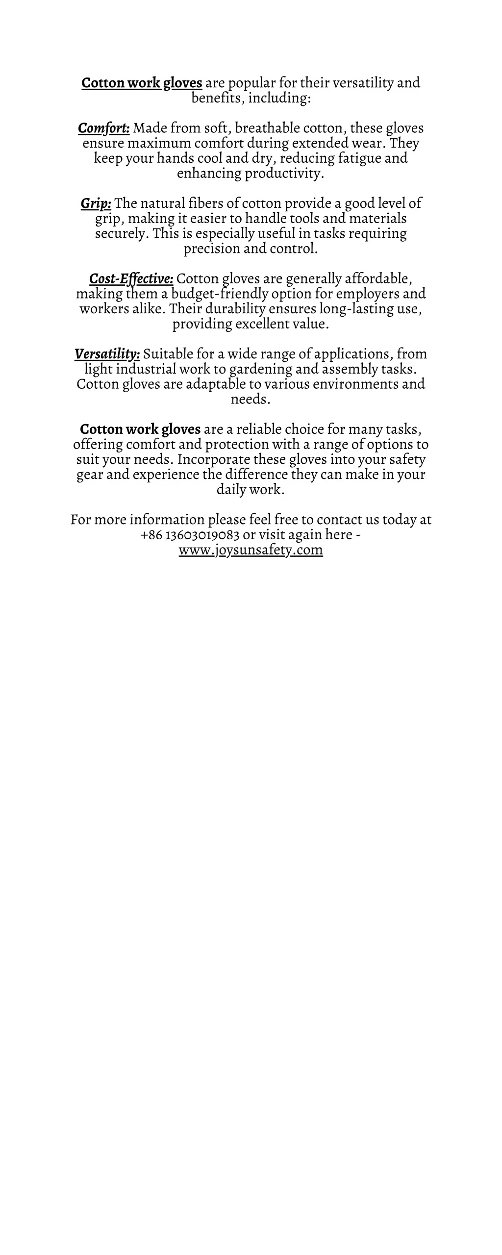 PPT - Why Choose Cotton Work Gloves | Joysun Safety Gear Ltd PowerPoint ...