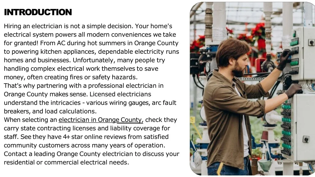 PPT - Benefits Of Hiring Electrical Contractors In Orange County ...