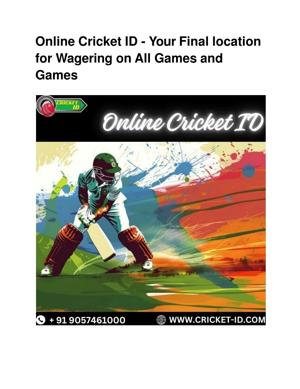 PPT - Cricket ID: your number one and famous gaming stage for online ...