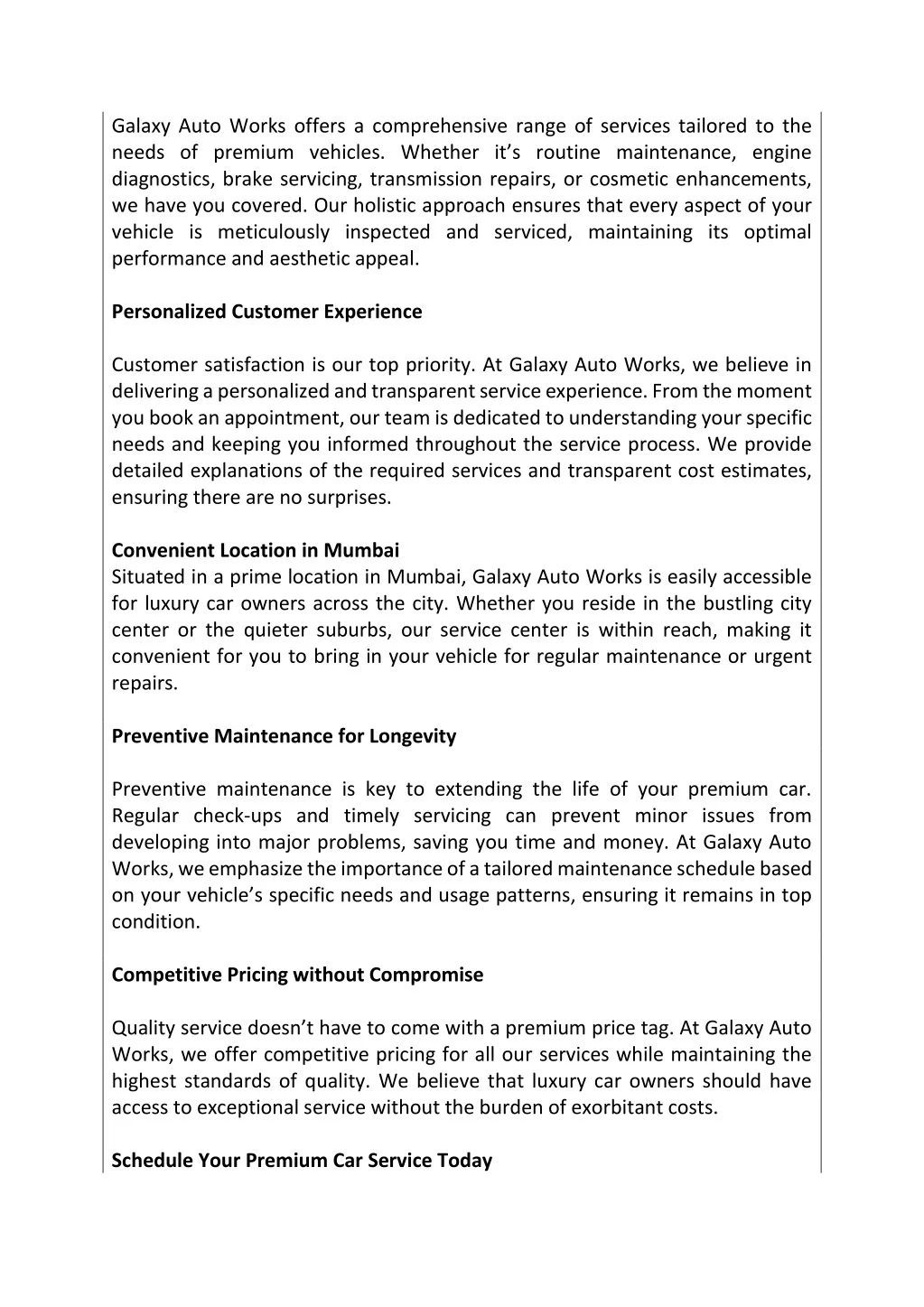 PPT - Premium Car Service in Mumbai - Galaxy Auto Works PowerPoint ...