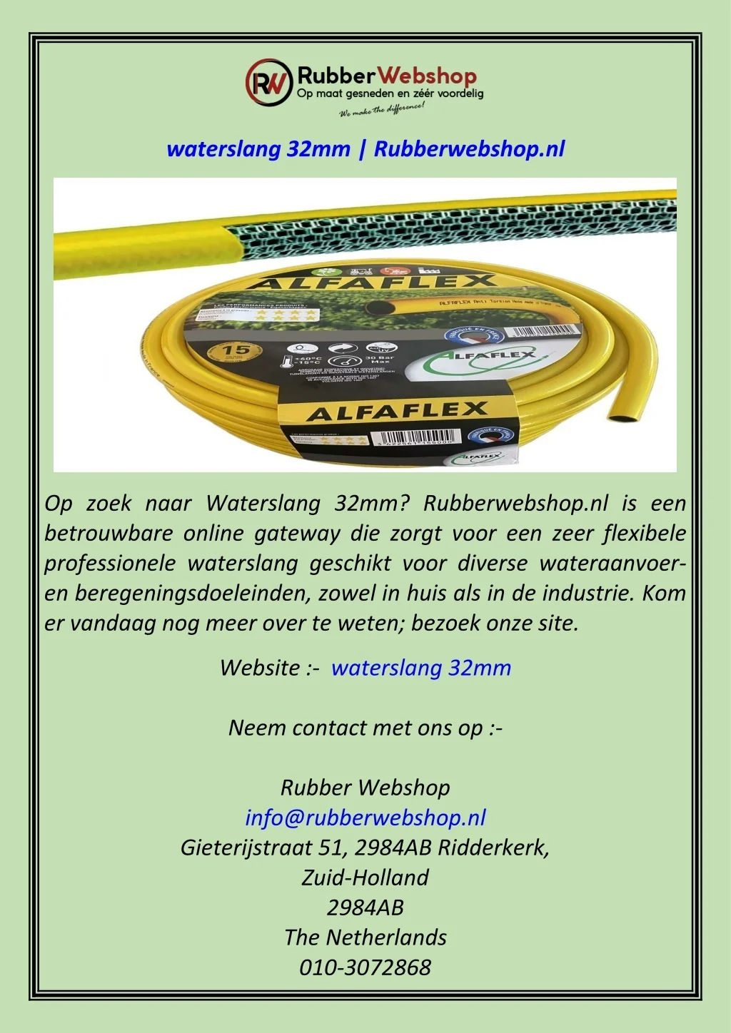 PPT - waterslang 32mm Rubberwebshop.nl PowerPoint Presentation, free ...