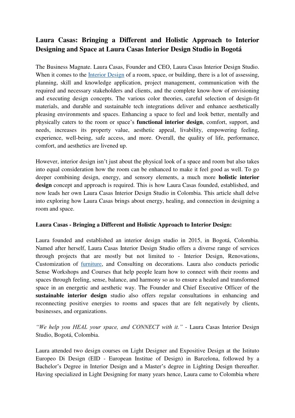 PPT - Laura Casas Bringing a Different and Holistic Approach to Interior Designing and Space at ...