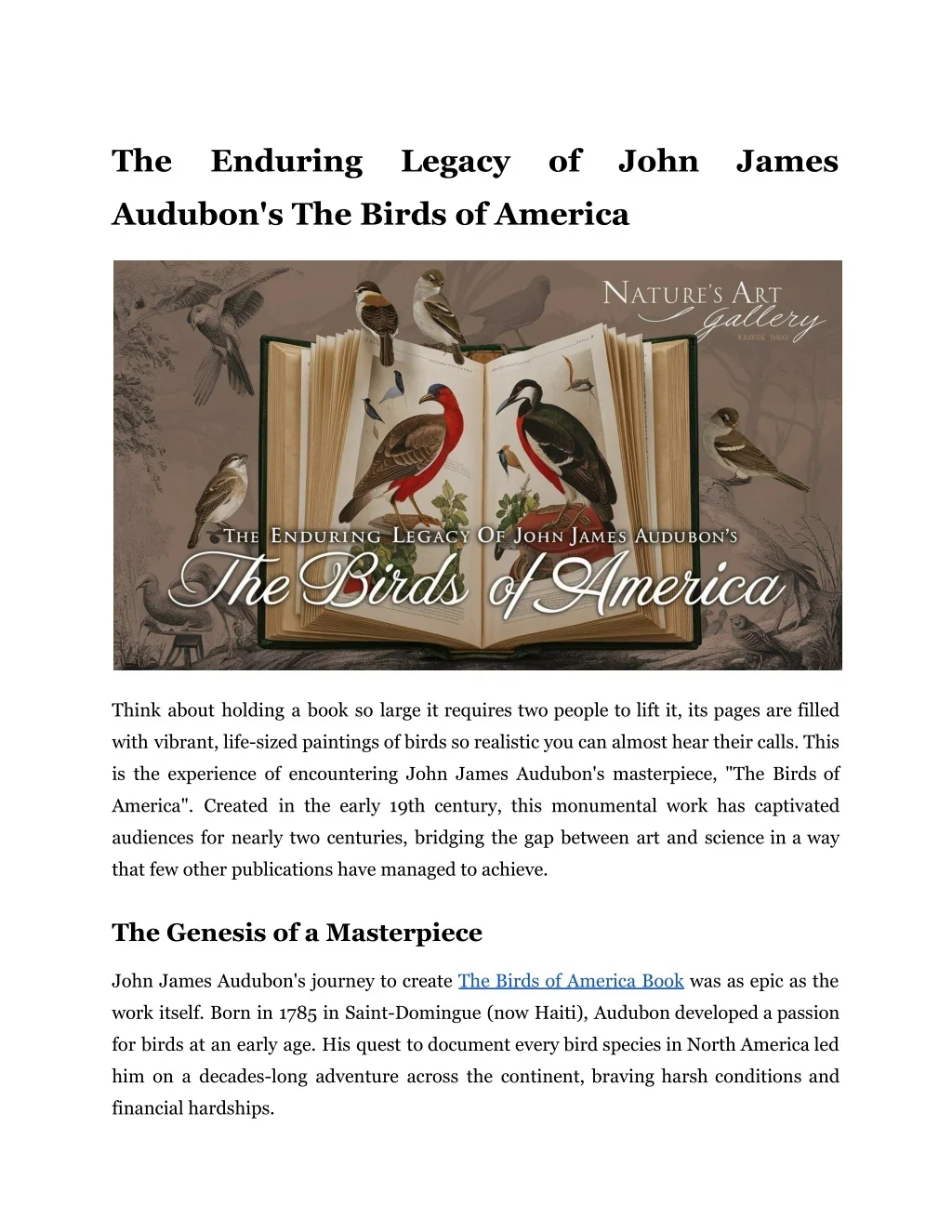 PPT - The Enduring Legacy of John James Audubon's The Birds of America ...