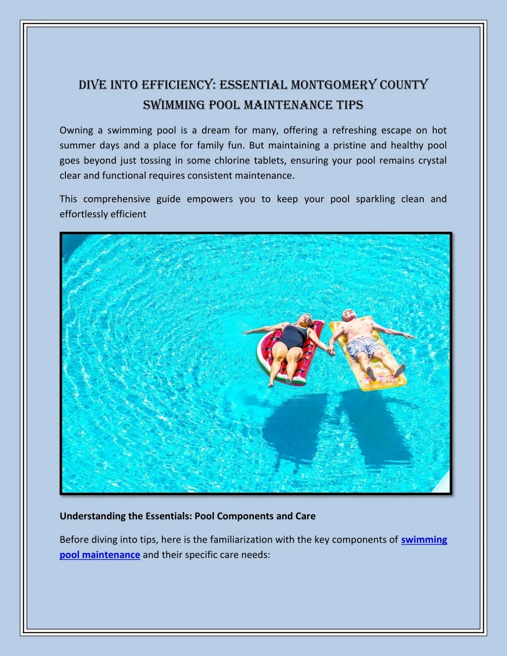 PPT - Dive into Efficiency Essential Montgomery County Swimming Pool Maintenance Tips PowerPoint ...