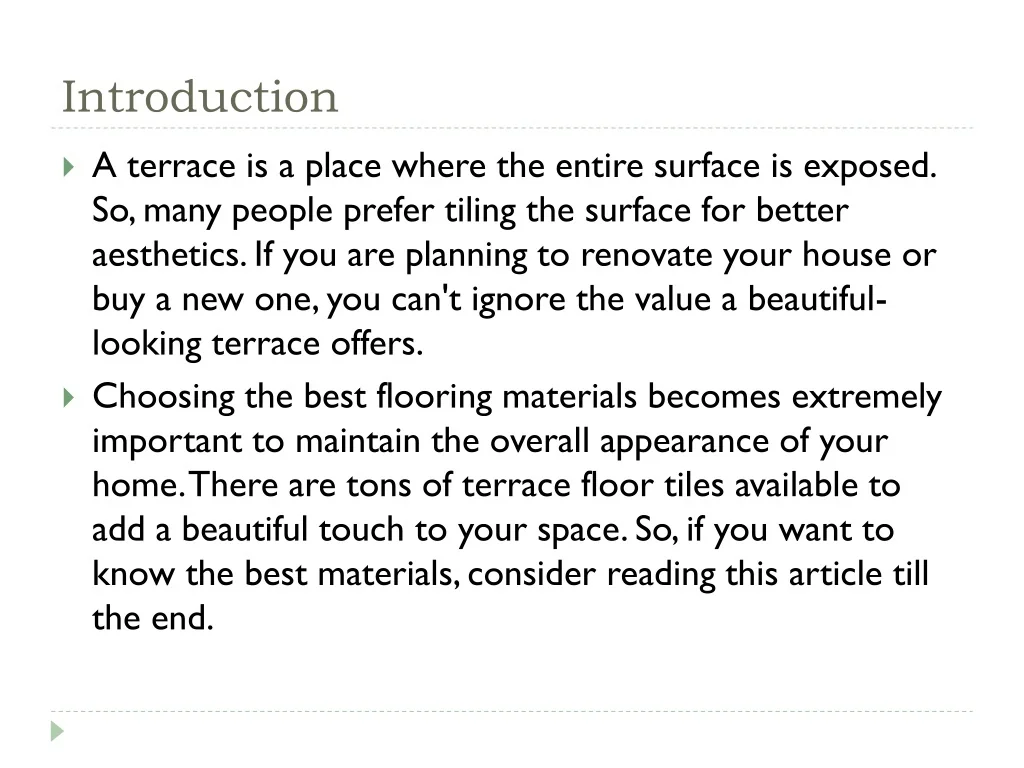 PPT - Best Terrace Floor Tiles in 2024 Important Factors to Consider ...