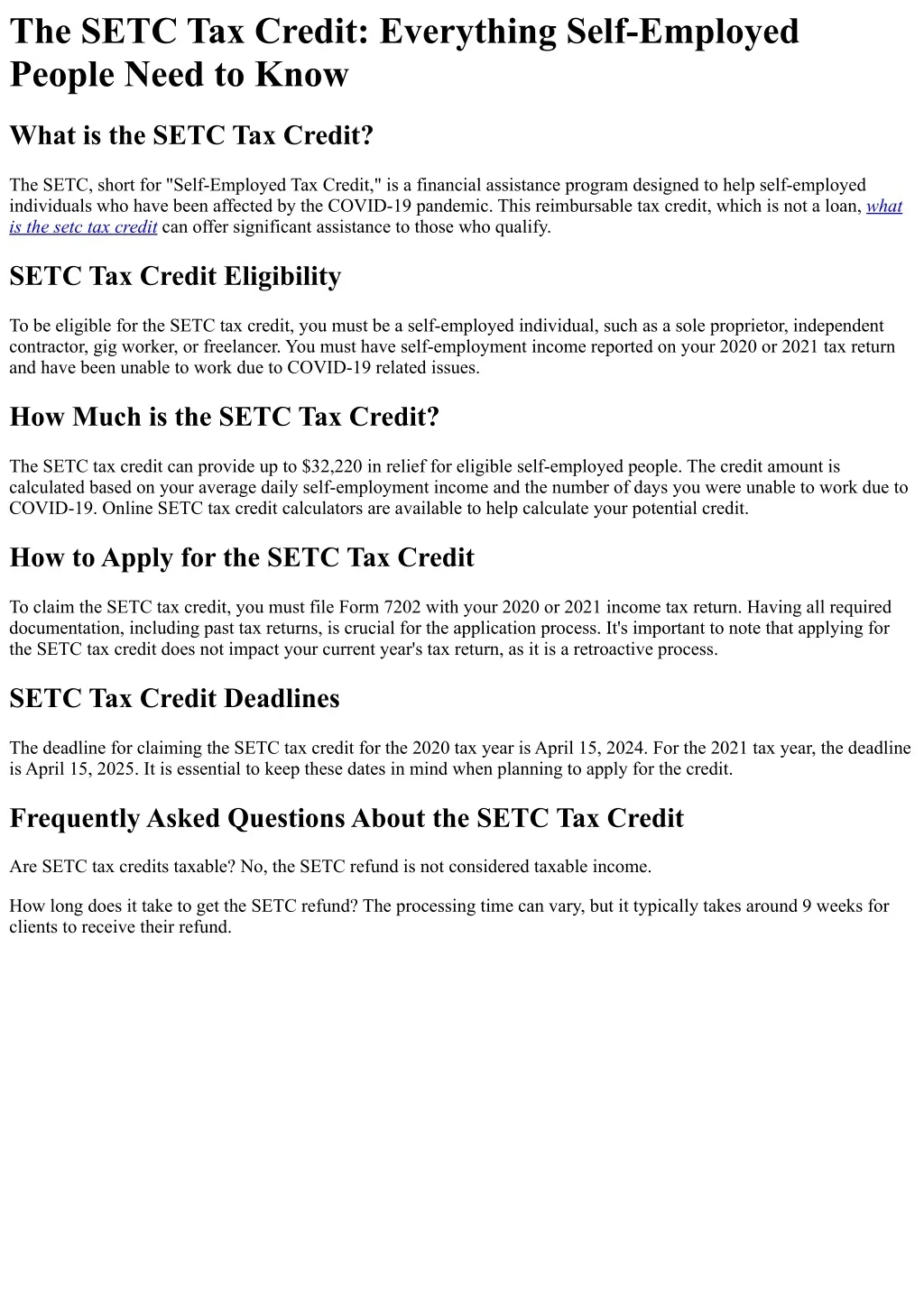 PPT - What is the SETC Tax Credit? PowerPoint Presentation, free ...