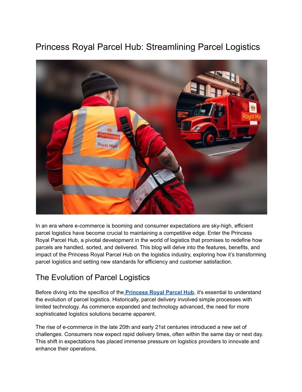 PPT - Princess Royal Parcel Hub_ Streamlining Parcel Logistics ...