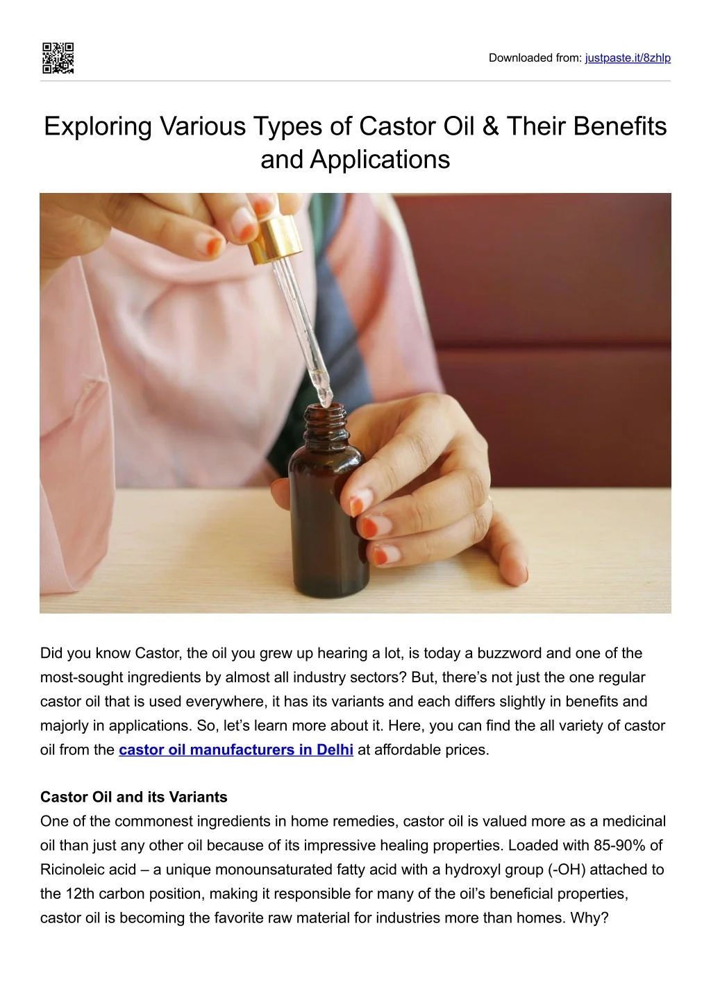 PPT - Exploring Various Types of Castor Oil & Their Benefits and ...