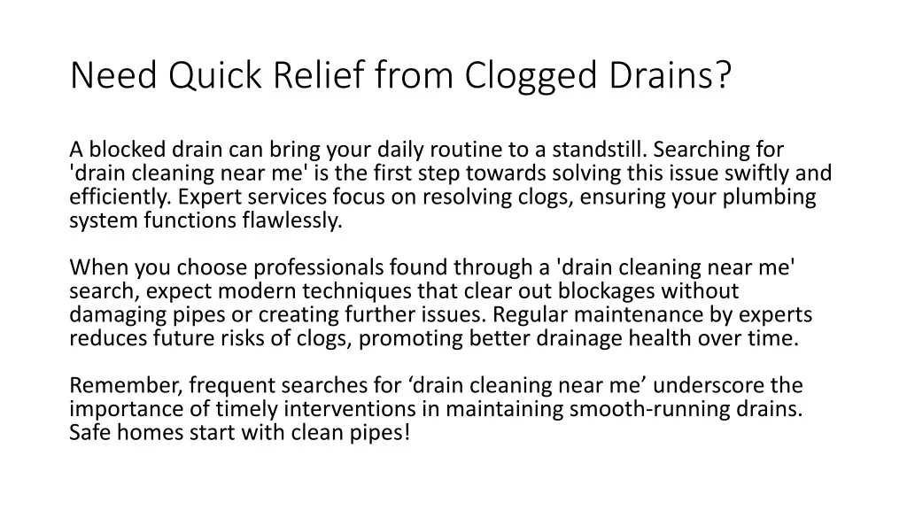 PPT - Expert Solutions for Localized Drain Cleaning Services Near You ...