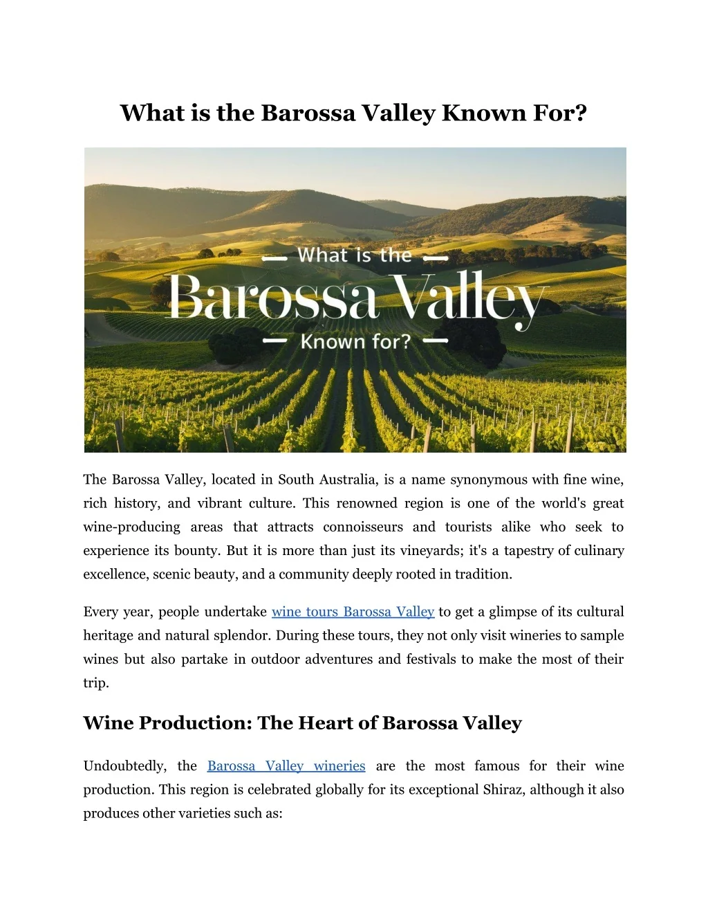 PPT - What is the Barossa Valley Known For? PowerPoint Presentation ...
