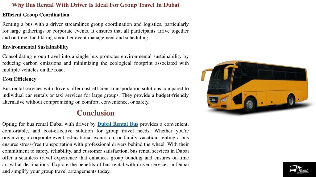 PPT - Simplify Group Travel With Bus Rental Dubai With Driver Services ...