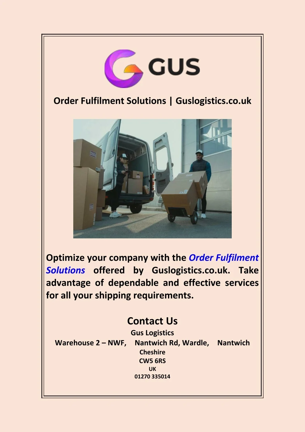 PPT - Order Fulfilment Solutions Guslogistics.co.uk PowerPoint ...