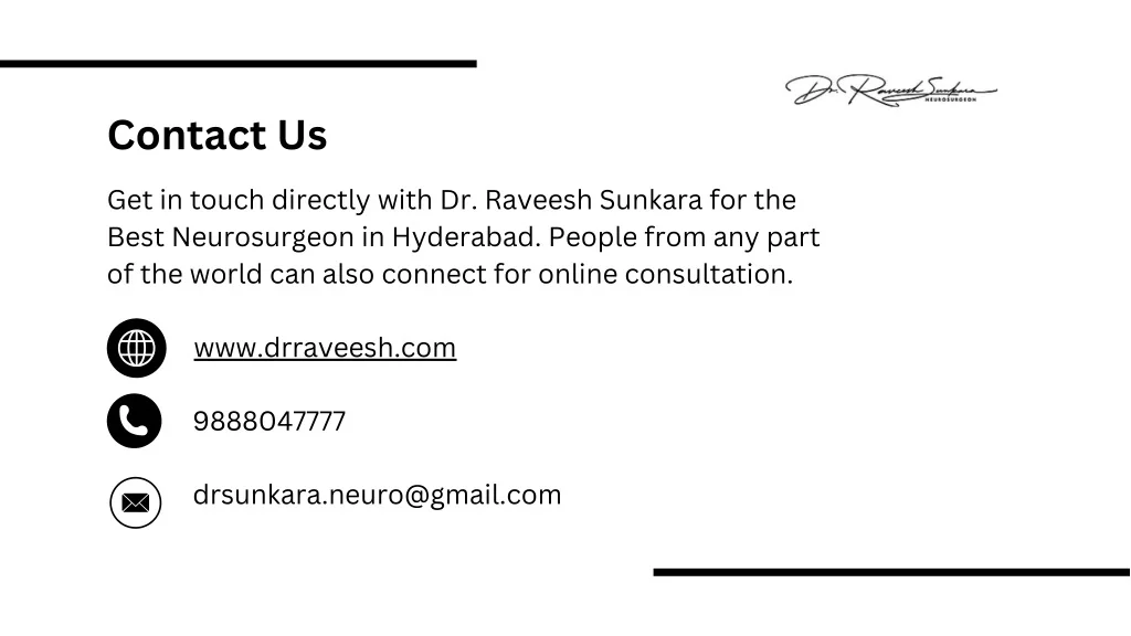 PPT - Best Neurosurgeon in Hyderabad Dr. Raveesh Sunkara PowerPoint ...