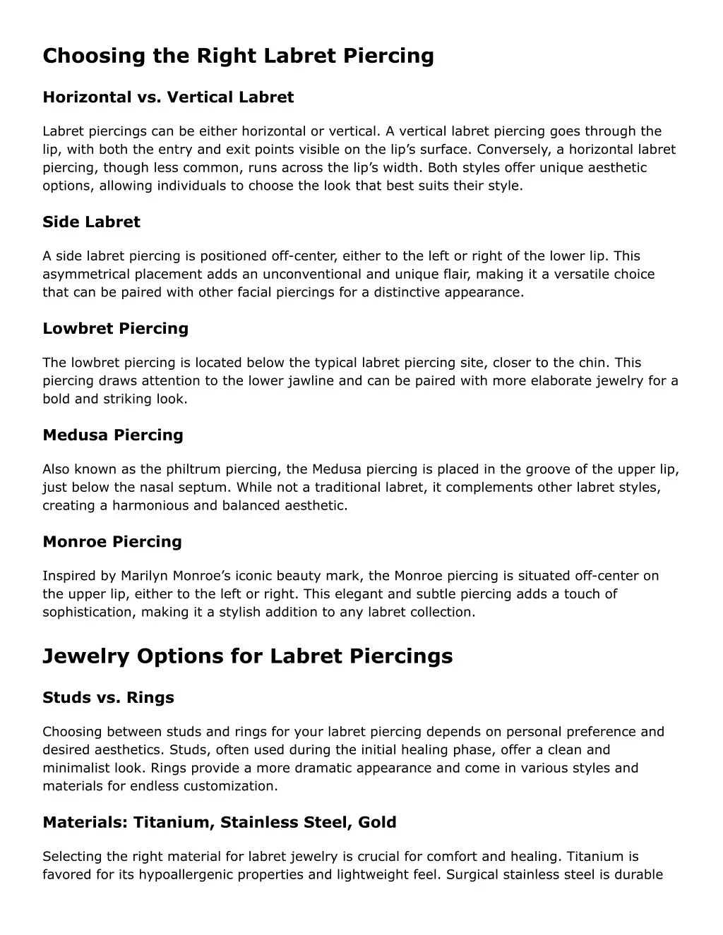 PPT - The Ultimate Guide to Labret Piercings: Styles, Aftercare, and ...