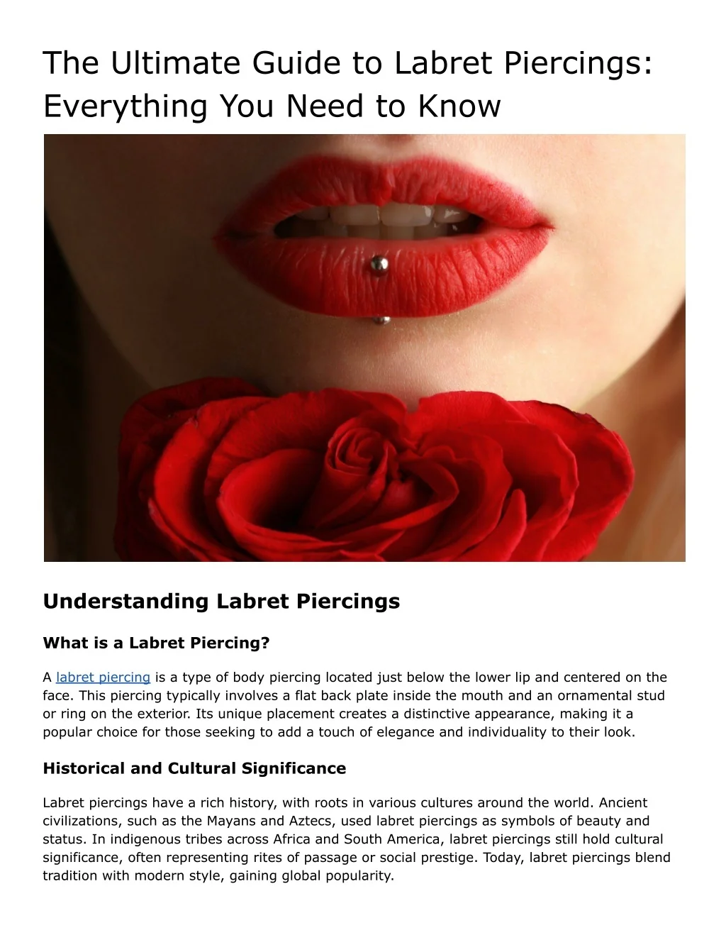 PPT - The Ultimate Guide to Labret Piercings: Styles, Aftercare, and ...
