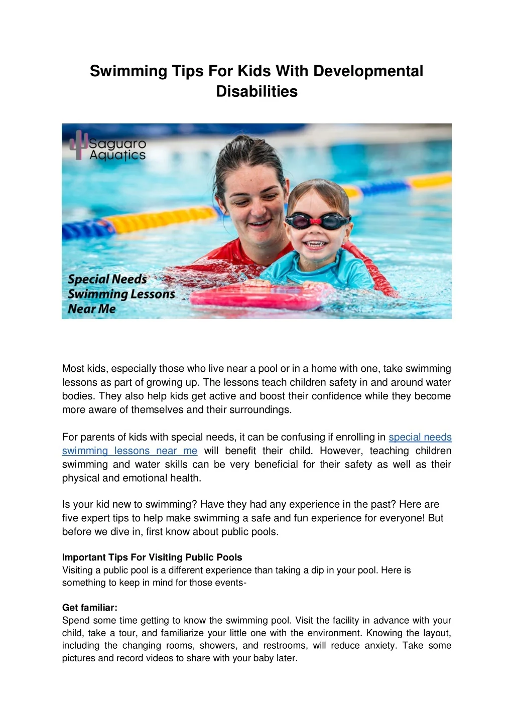 PPT - Swimming Tips for Kids With Developmental Disabilities PowerPoint ...