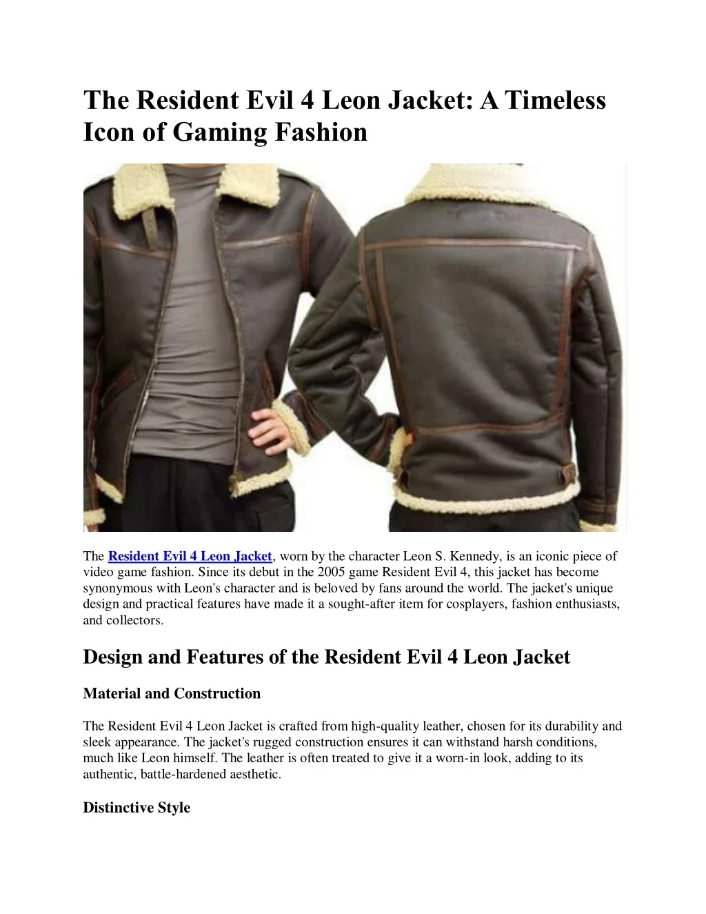PPT - The Resident Evil 4 Leon Jacket: A Timeless Icon of Gaming ...