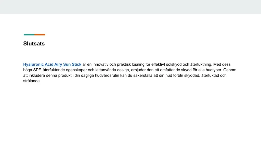 PPT - HYALURONIC ACID AIRY SUN STICK PowerPoint Presentation, free ...