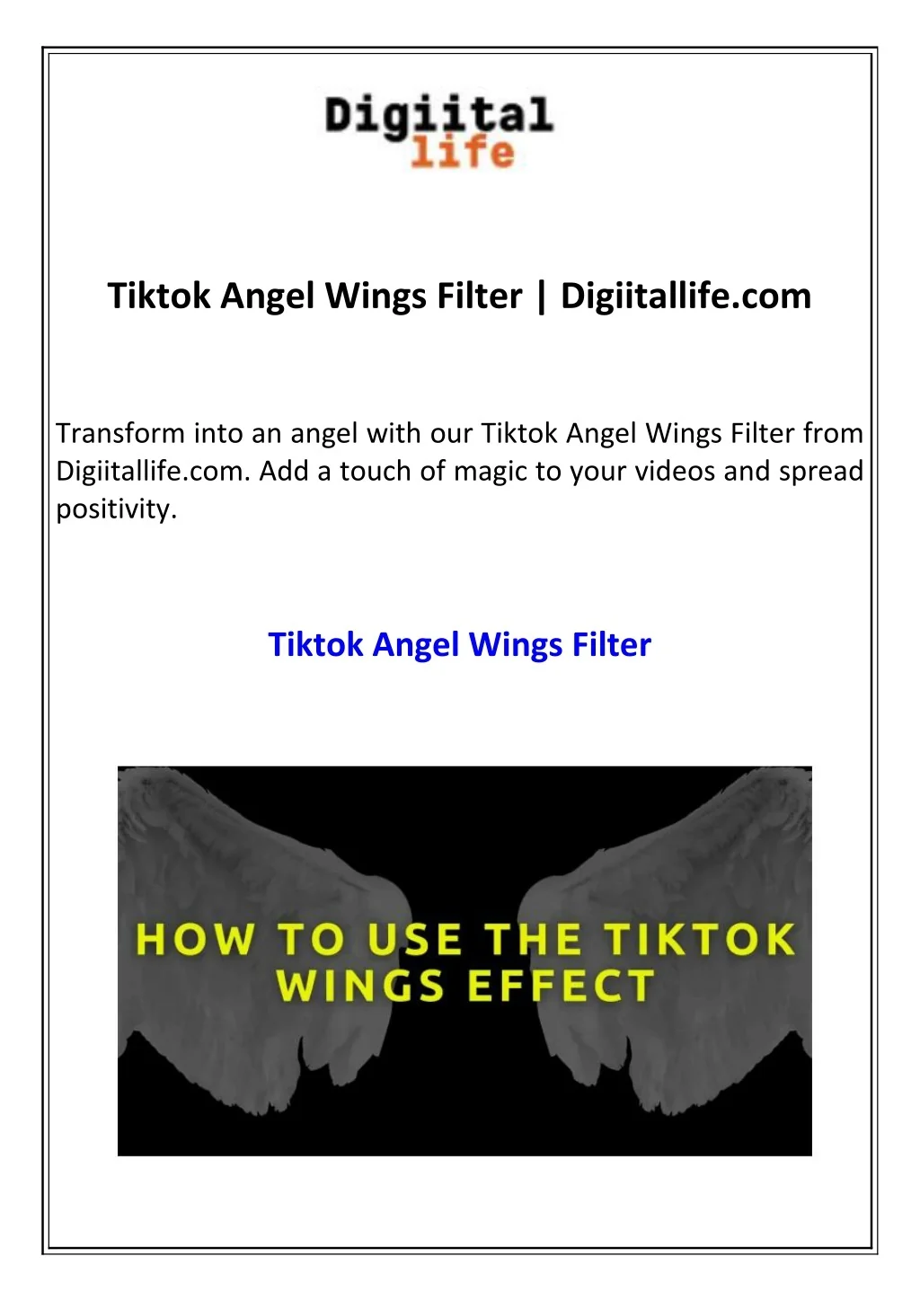 PPT - Tiktok Angel Wings Filter Digiitallife.com PowerPoint ...