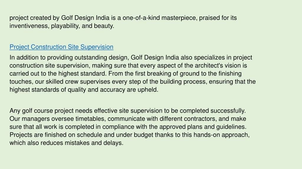 PPT - Creating Iconic Golf Courses Project Construction Site ...