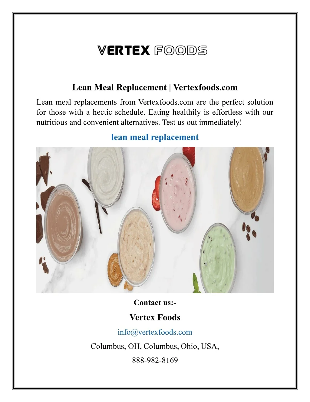 PPT - Lean Meal Replacement Vertexfoods PowerPoint Presentation, free ...
