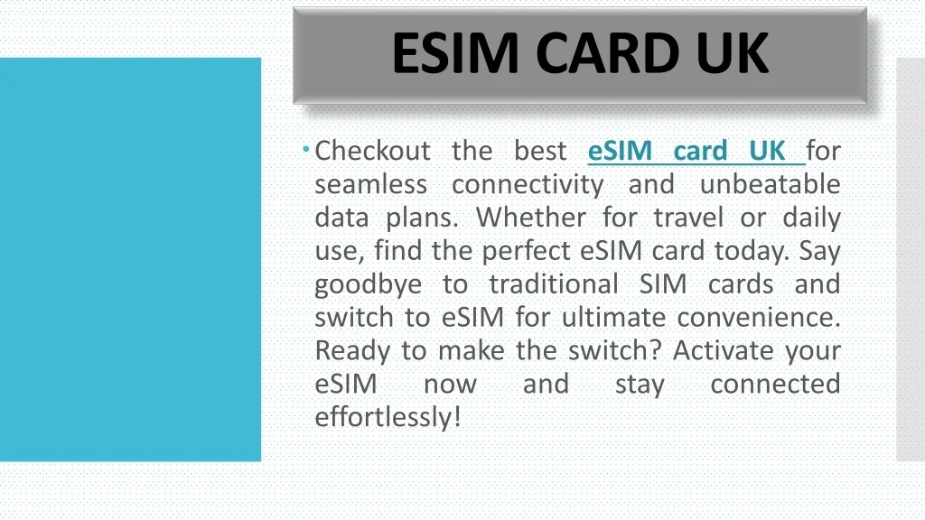 PPT - Discover The Best eSIM Card in UK Online PowerPoint Presentation ...