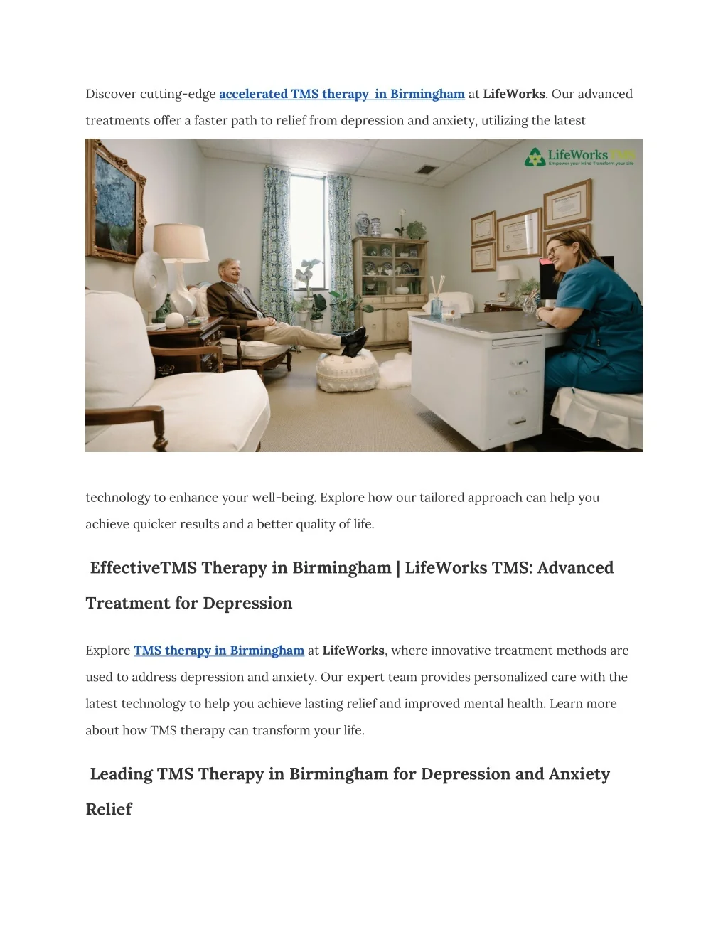 PPT - TMS Therapy Treatment in Birmingham | LifeWorks TMS PowerPoint Presentation - ID:13468251
