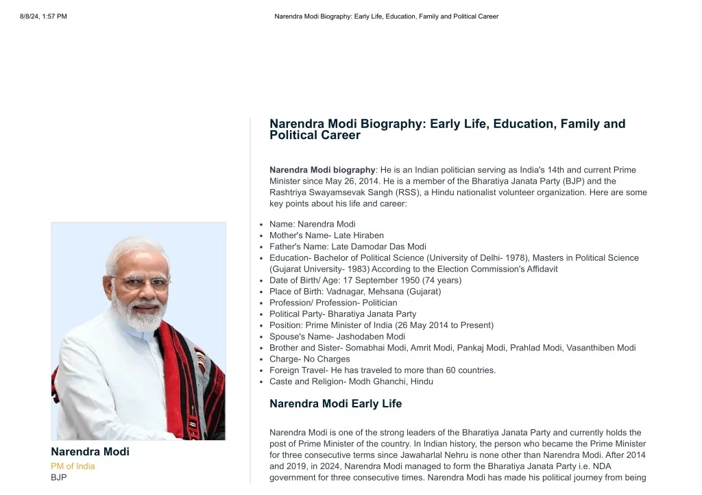 PPT - Narendra Modi Biography_ Early Life, Education, Family and ...