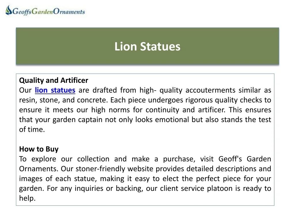 PPT - Elevate Your Outdoor Space with Majestic Lion Garden Statues ...