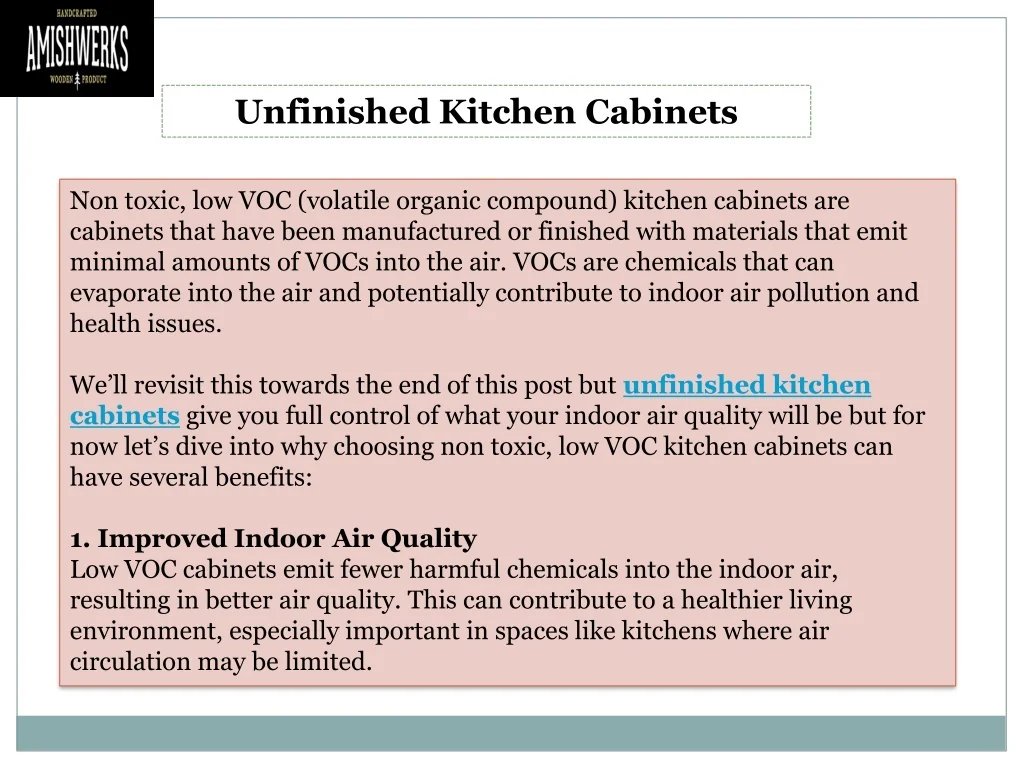 PPT - 6 Non Toxic, Low VOC Benefits of Unfinished Kitchen Cabinets ...