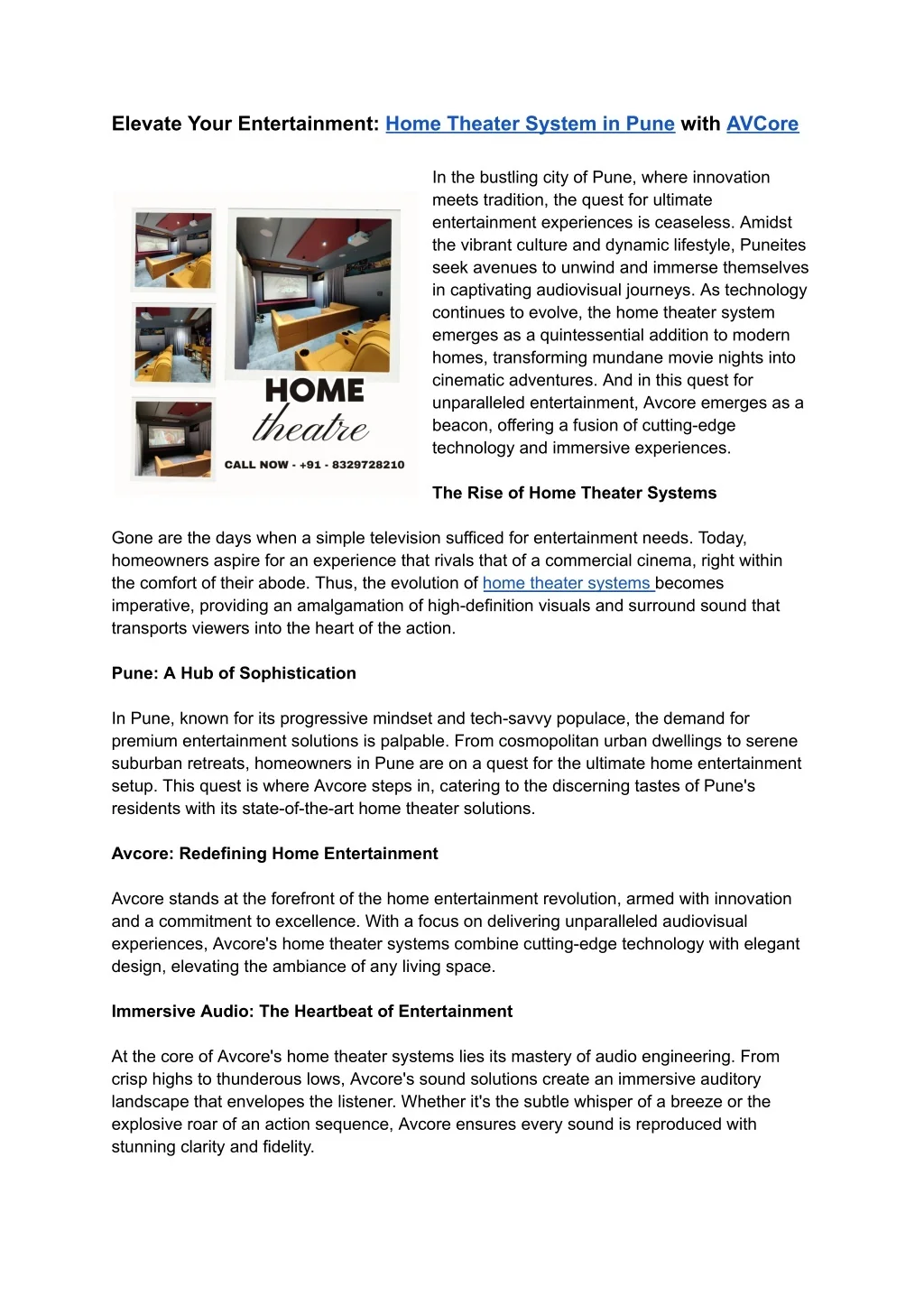 PPT - Transform Your Home with the Best Home Theater Systems in Pune – Avcore PowerPoint ...