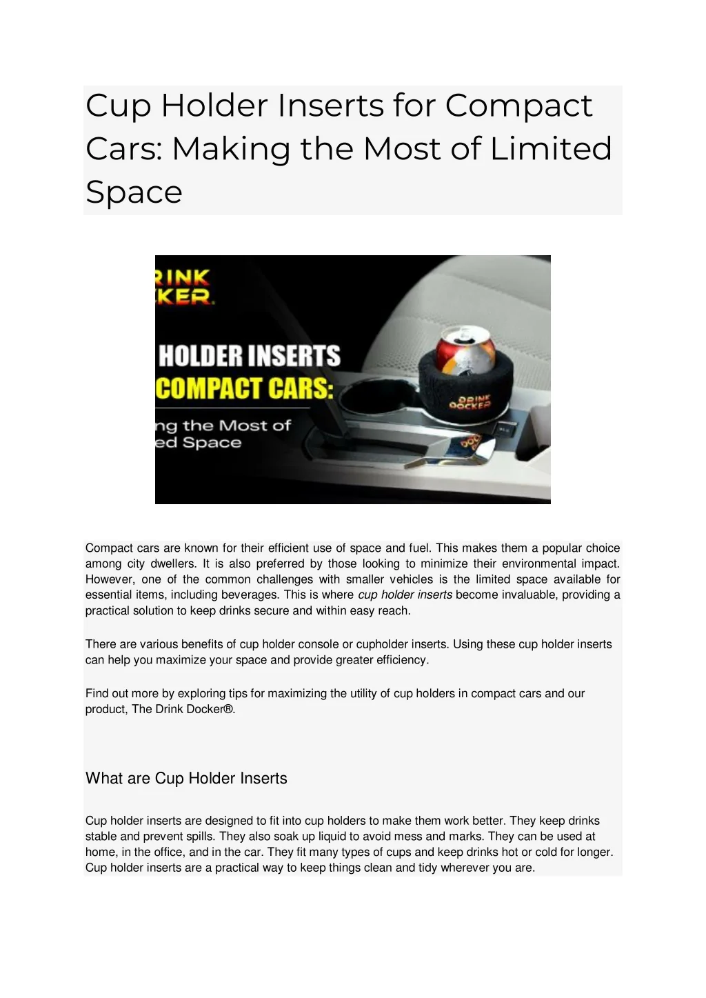 PPT - The Best Cup Holder & Console Insert on the Market | Drink Docker ...