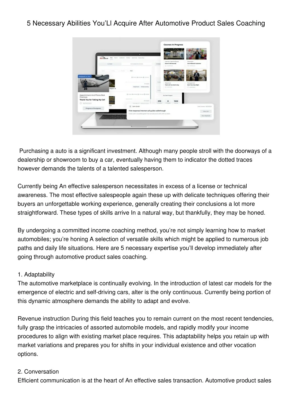 PPT - NecessaryAbilitiesYouLlAcquireAfterAutomotiveProductSalesCoaching ...