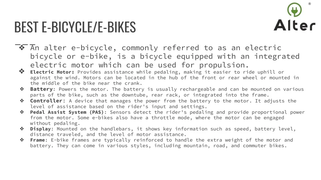 PPT - "Discover the Future of Cycling: Alter Electric Bicycles – Power ...