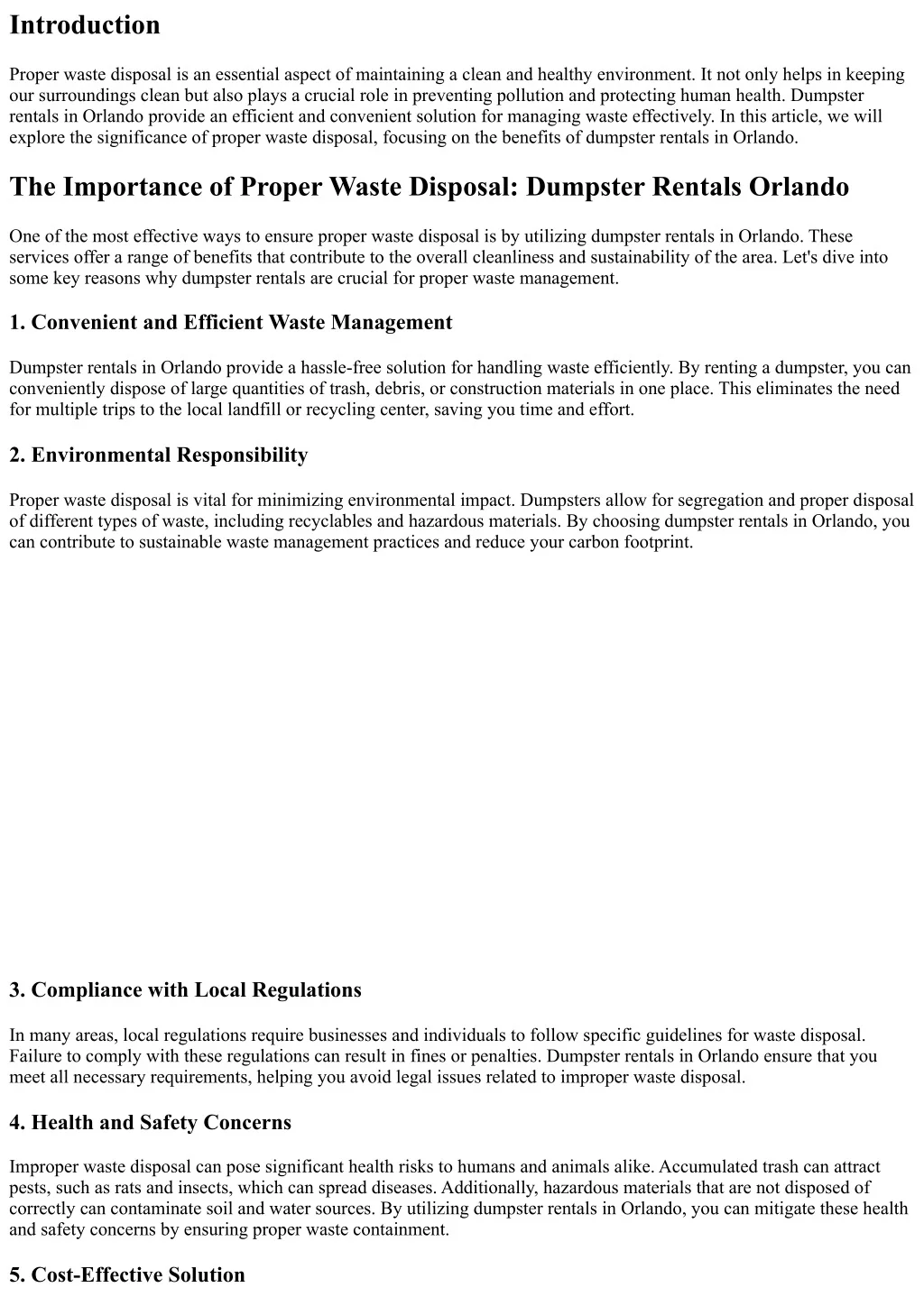PPT - The Importance of Proper Waste Disposal: Dumpster Rentals Orlando ...
