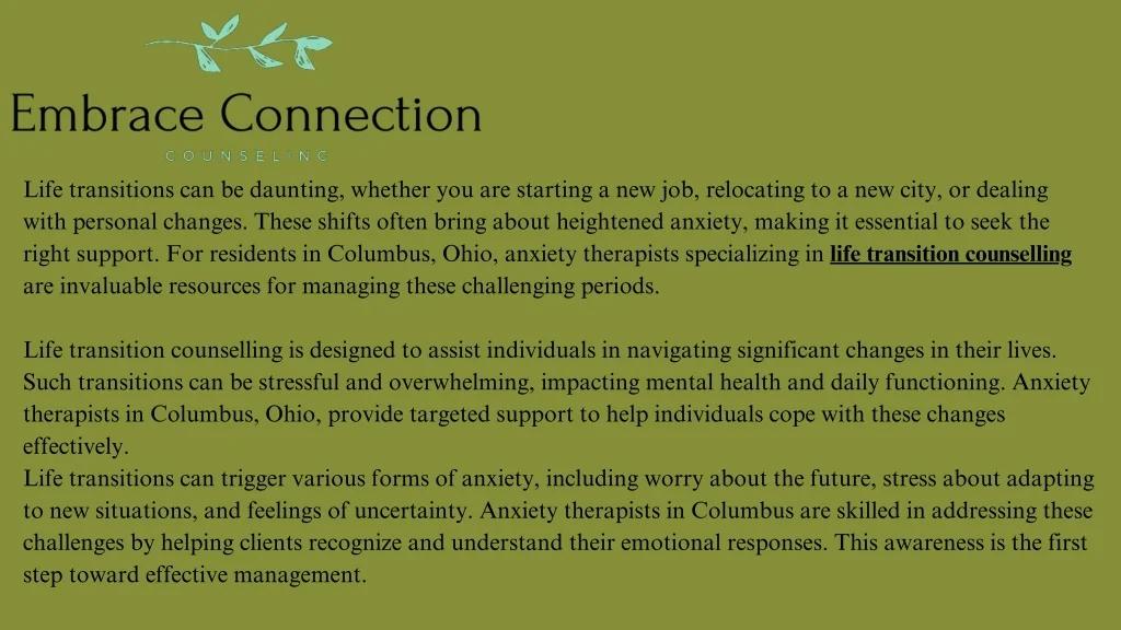 PPT - Life Transition Counseling In Ohio EC Counseling LLC PowerPoint ...