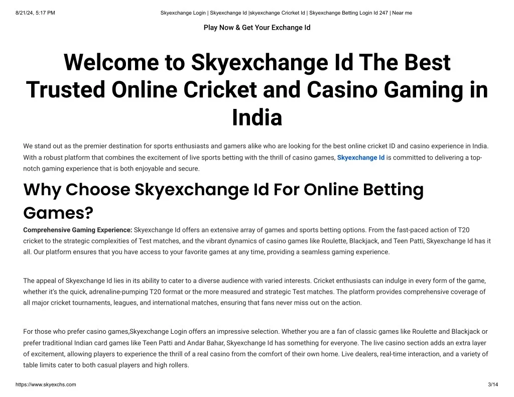 PPT - Skyexchange Login with betting platform PowerPoint Presentation ...