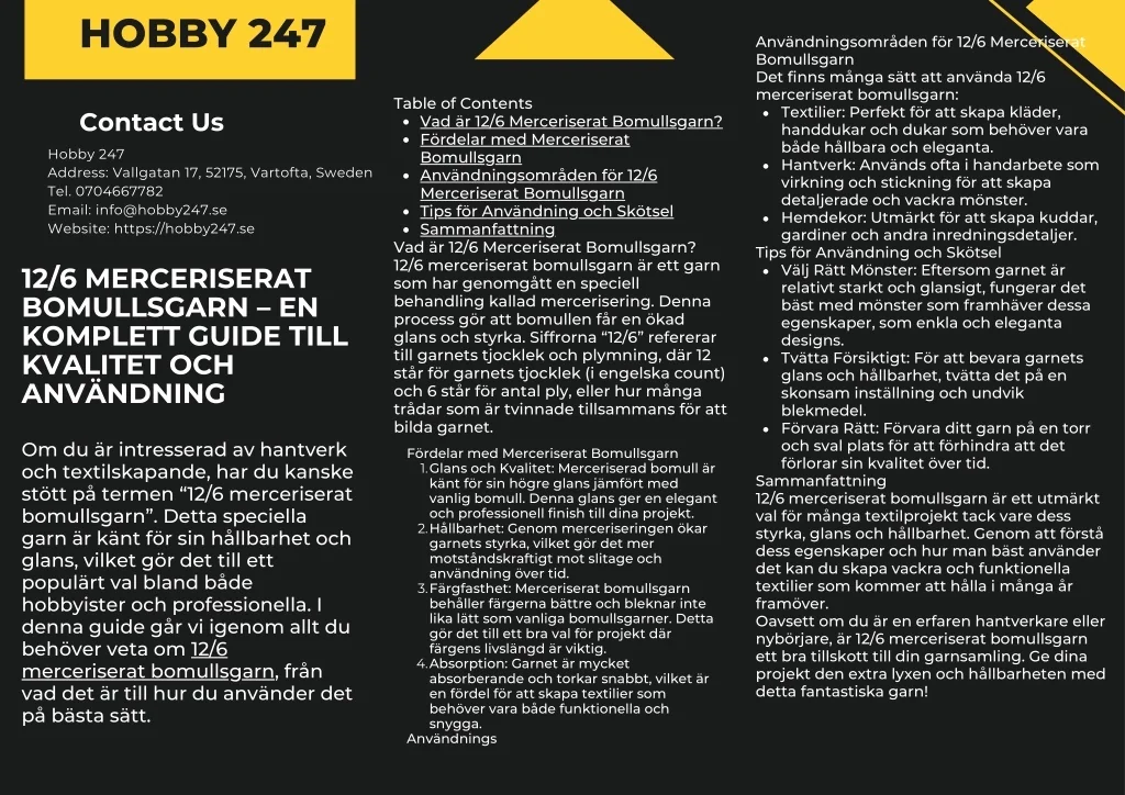 PPT - 126 Merceriserat Bomullsgarn – En Komplett Guide till Kvalitet och Användning PowerPoint ...