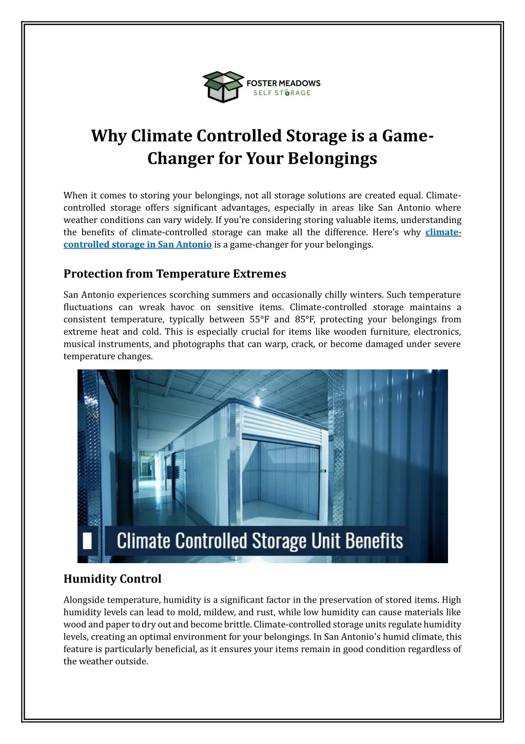 PPT - Why Climate Controlled Storage is a Game-Changer for Your ...